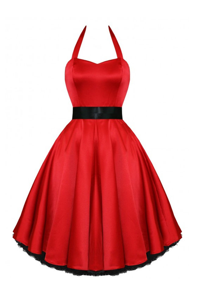 Rkh9 Hearts And Roses Satin Rockabilly Dress Pin Up Vintage 50s Party